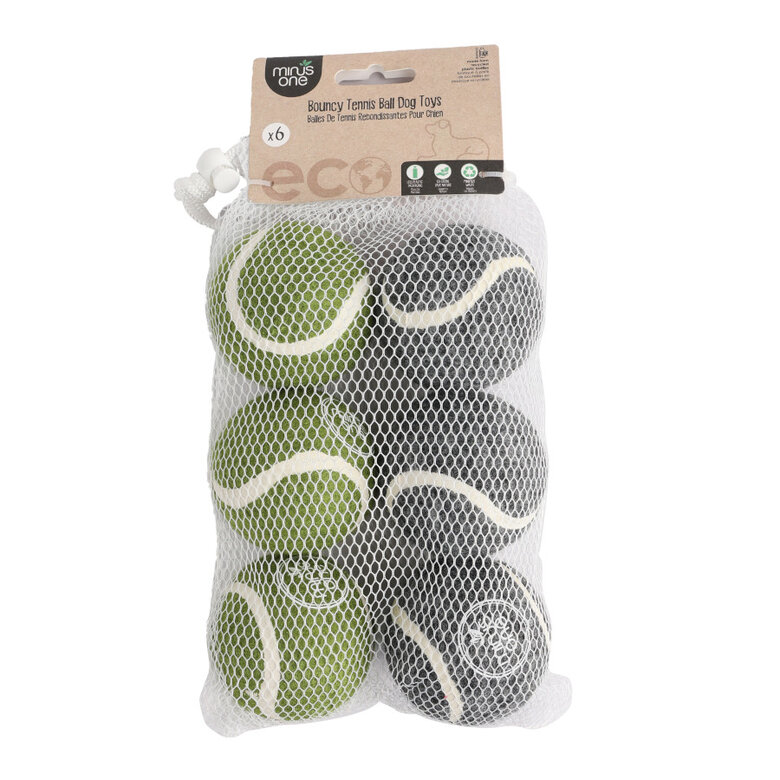 Minus One Bouncy Tennis Ball Pack de 6 pelotas de tenis para perros | Kiwoko