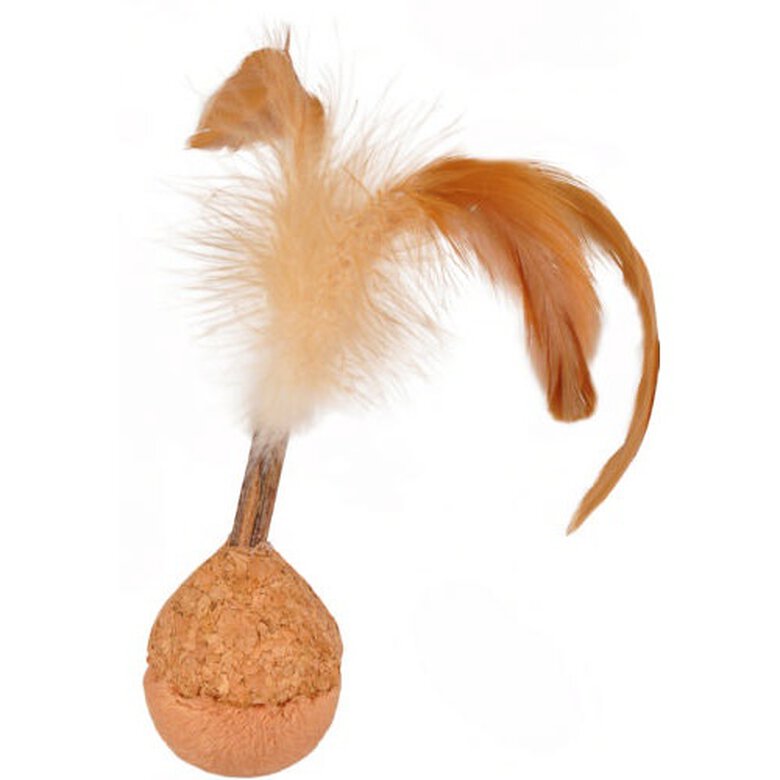 Flamingo Pelota de Corcho con Plumas para gatos | Kiwoko