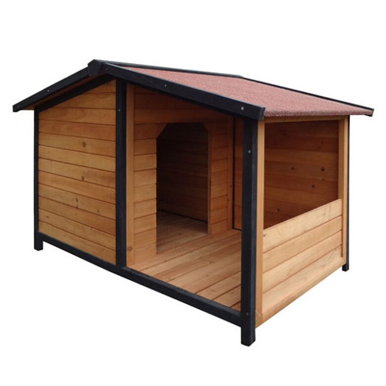 TK-Pet Rocky Caseta de Madera con Patio para perros | Kiwoko